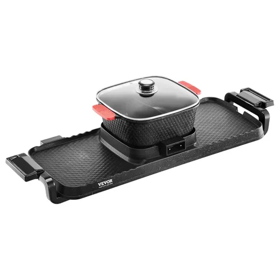 2300W 2 in 1 Electric Hot Pot Grill Smokeless BBQ Pan with Removable ...