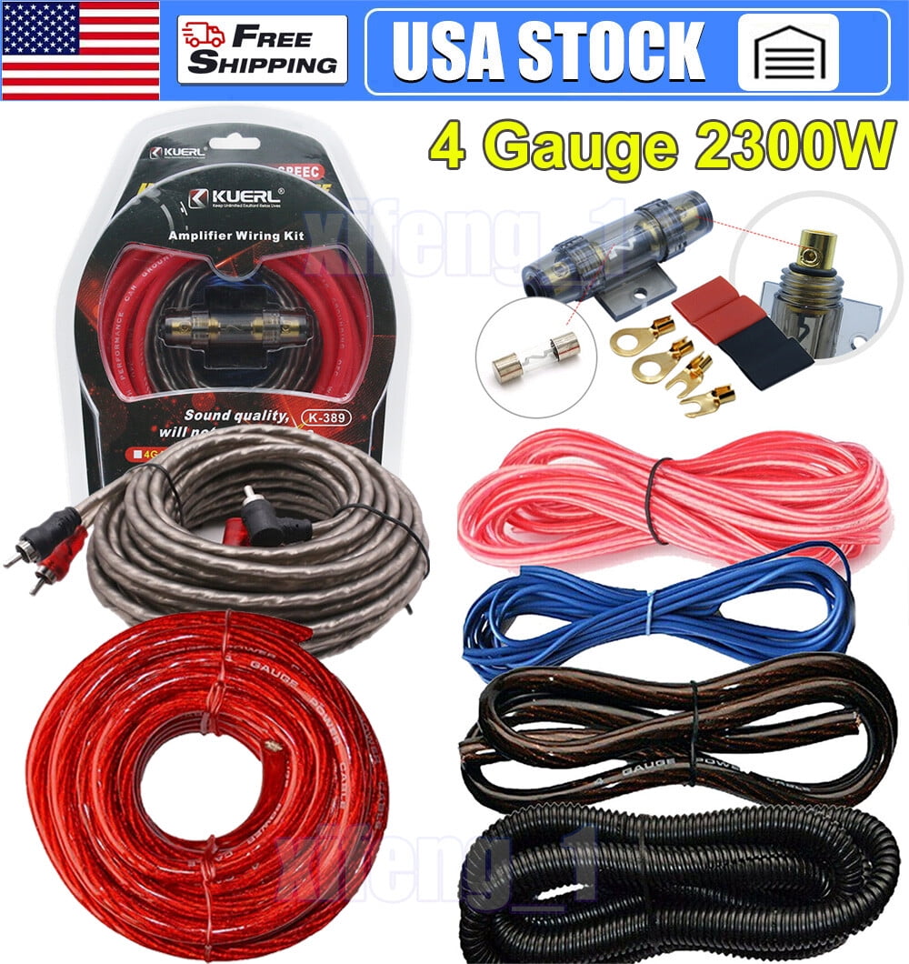 2300W 4 Gauge Car Audio Cable Kit Amplifier Install Amp RCA Subwoofer ...