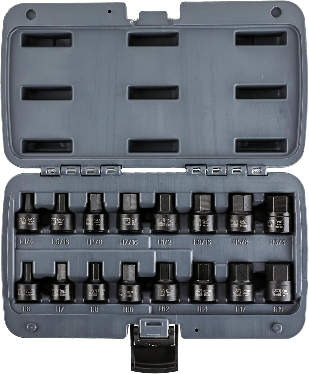 23021-16-Piece Stubby Impact SAE and Metric Hex Bit Socket Set - Chrome ...