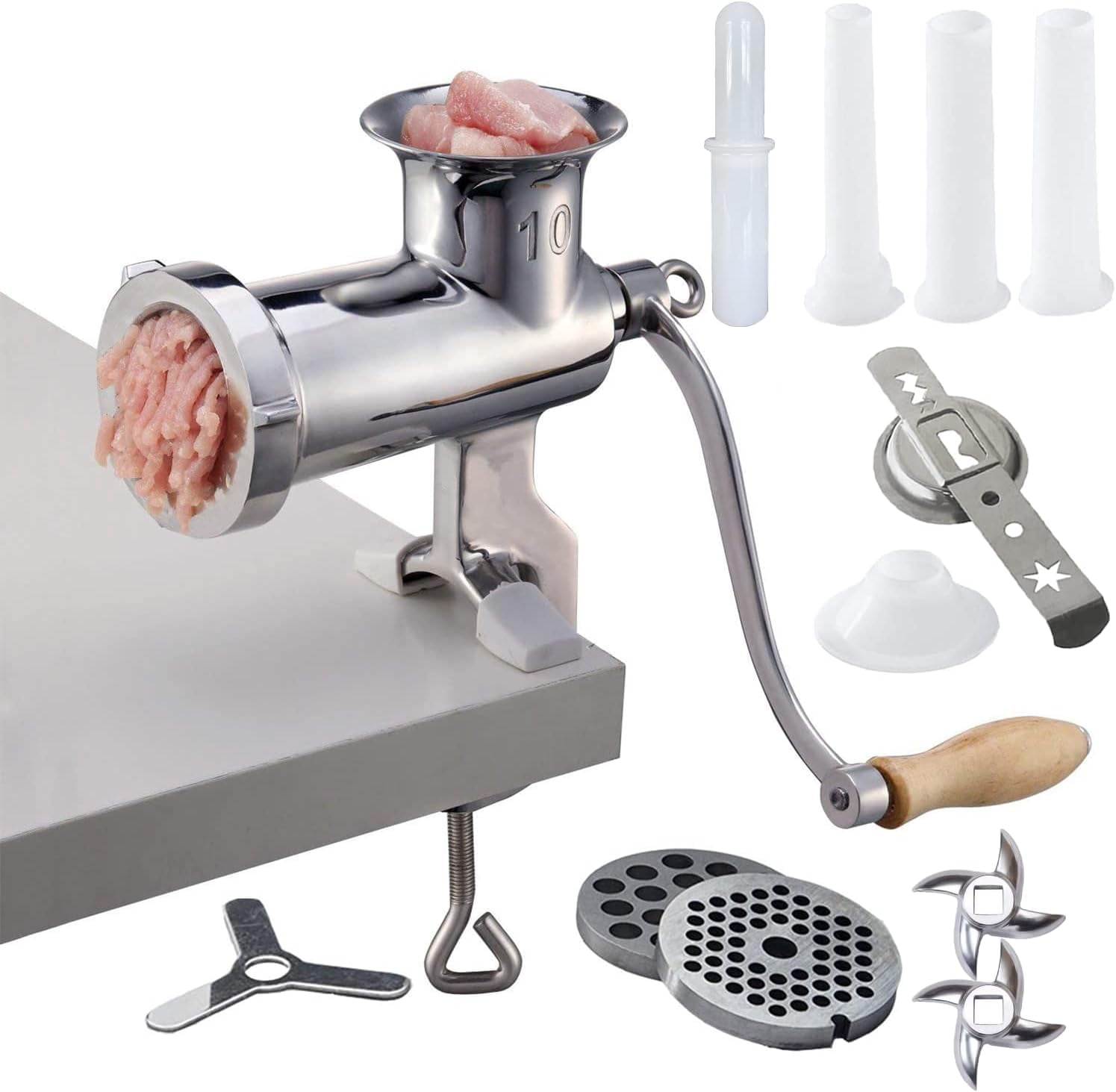 2304 stainless steel heavy-duty manual meat grinder #10 clamp-style ...