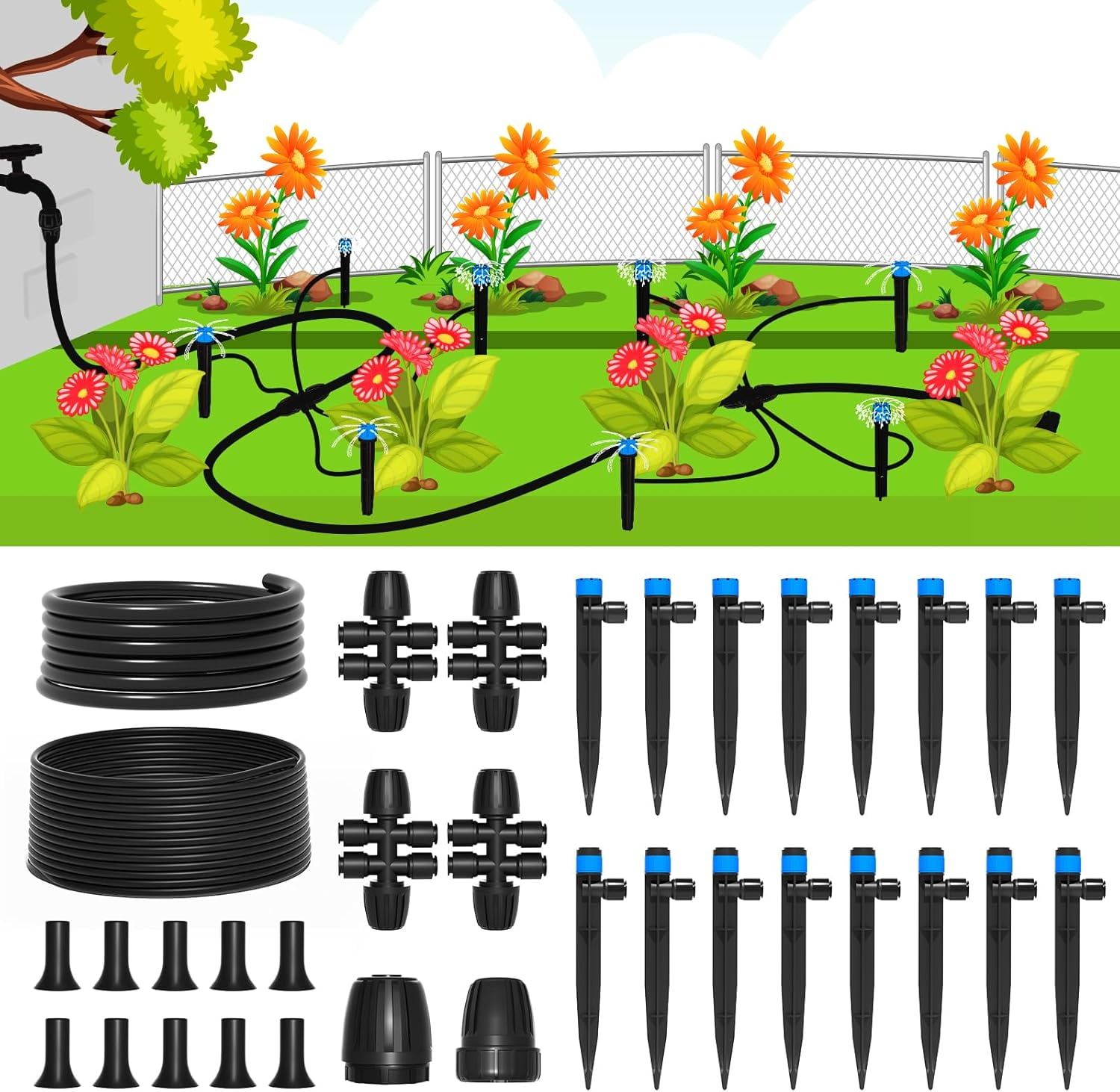 230FT Quick-Connect Drip Irrigation System Kit, Automatic Garden ...