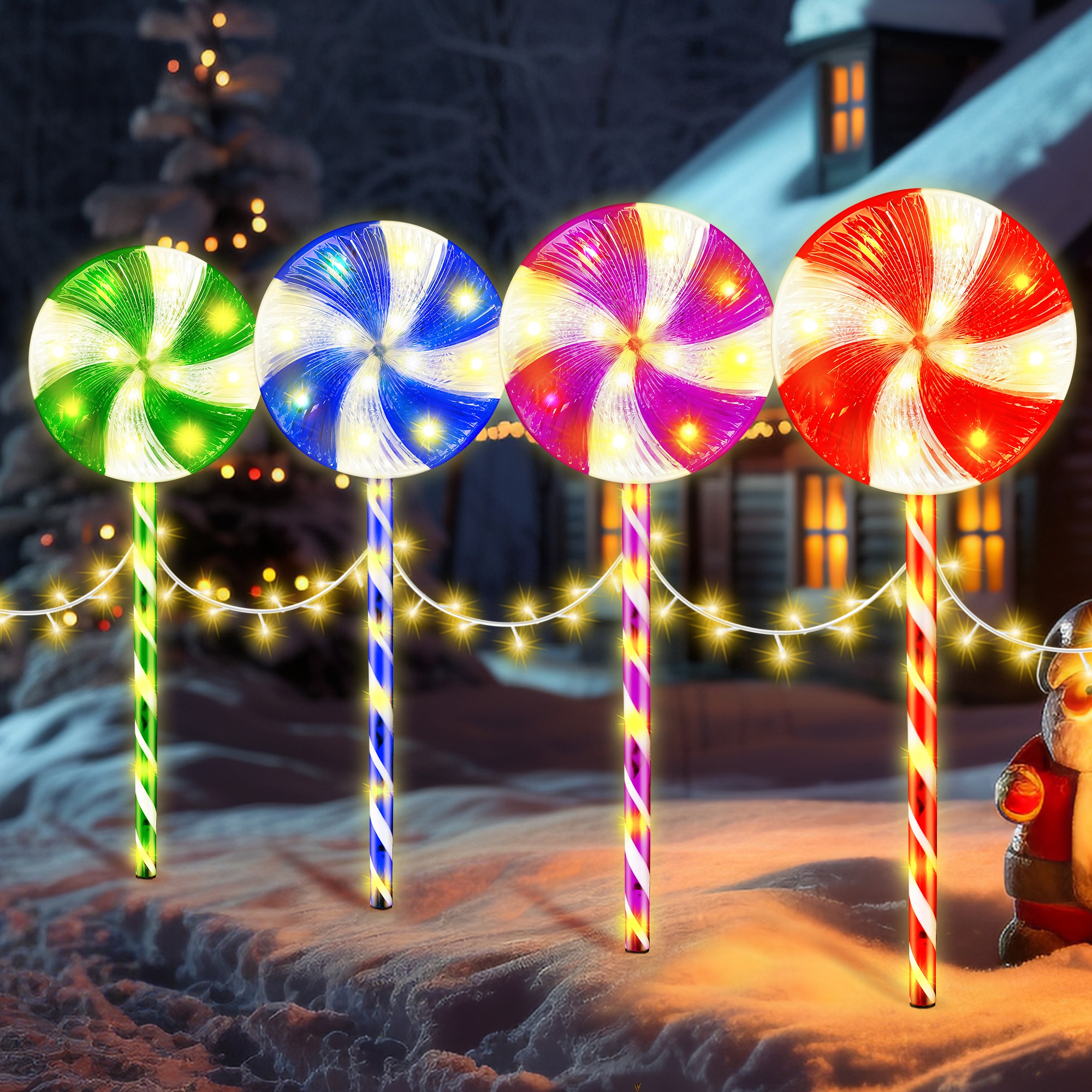 230LED 8PK 28inch 8 Modes Christmas Lollipop Pathway Light Outdoor ...