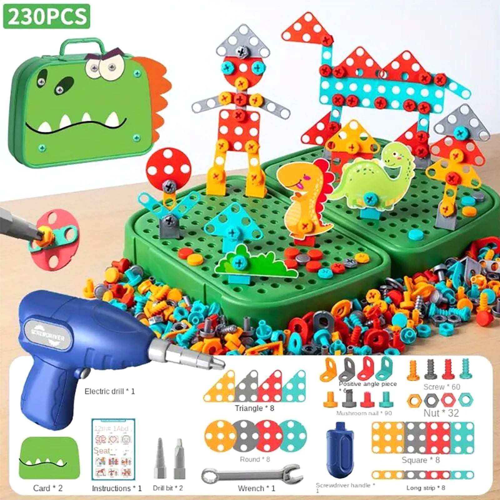 230Pcs Dinosaur Toy Magic Montessori Play Toolbox for Kids, 2D/3D ...