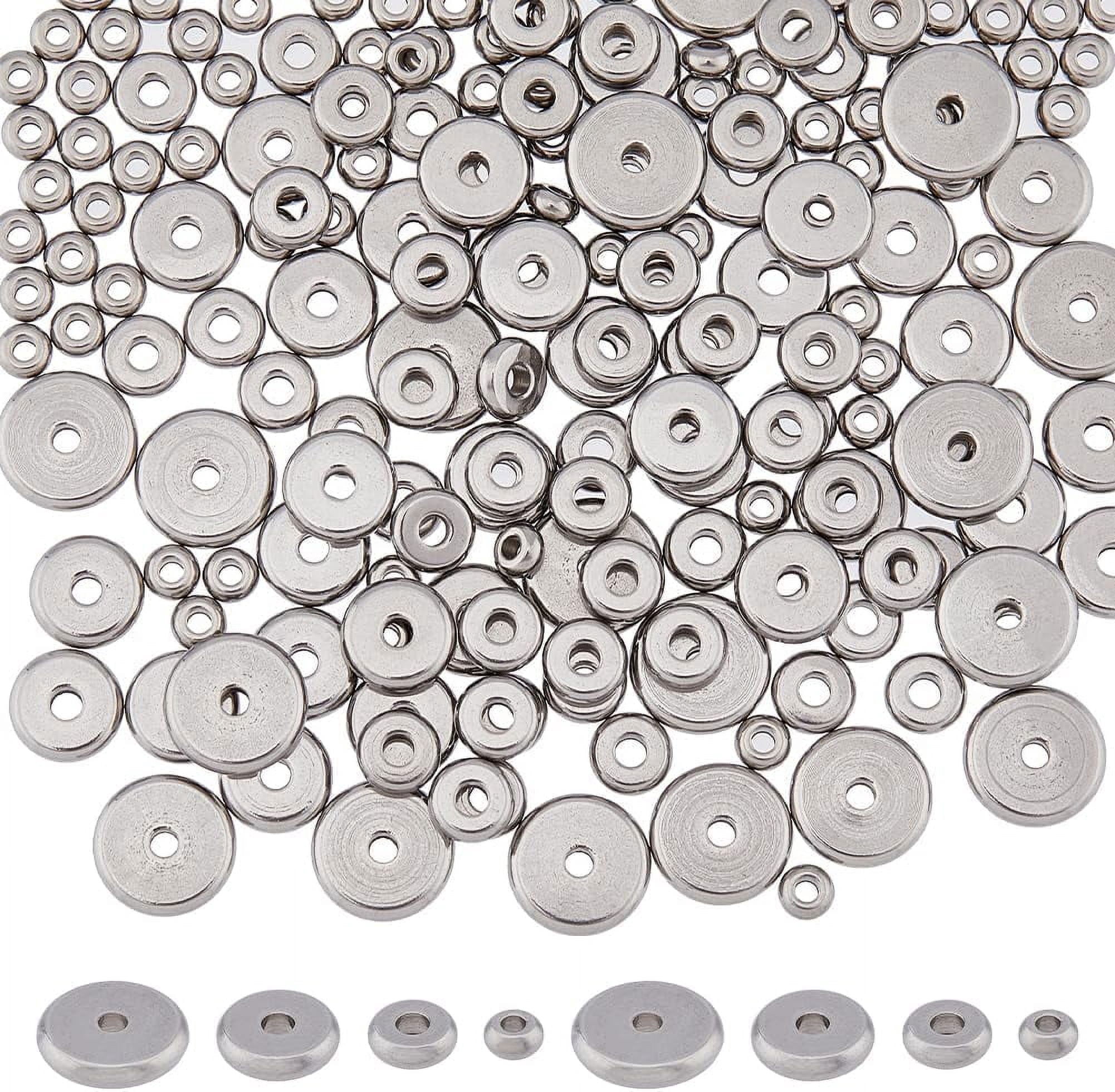 230Pcs Flat Round Spacer Beads 4/6/8/10mm Disc Beads Small Ring Loose ...