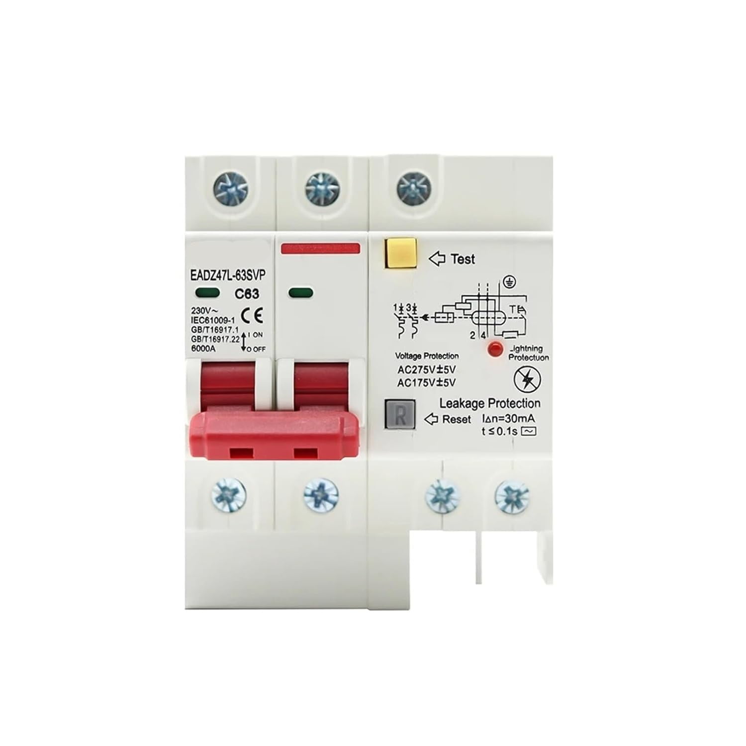 230V 2P SPD Leakage Circuit Breaker with Overload and overvoltage RCCB ...