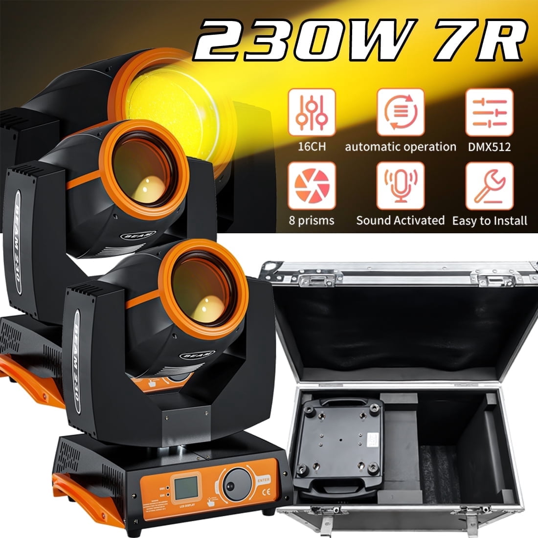 230W 7R Beam Sharpy Moving Head Light,17 Gobos 14 Colors RGBW Beam ...