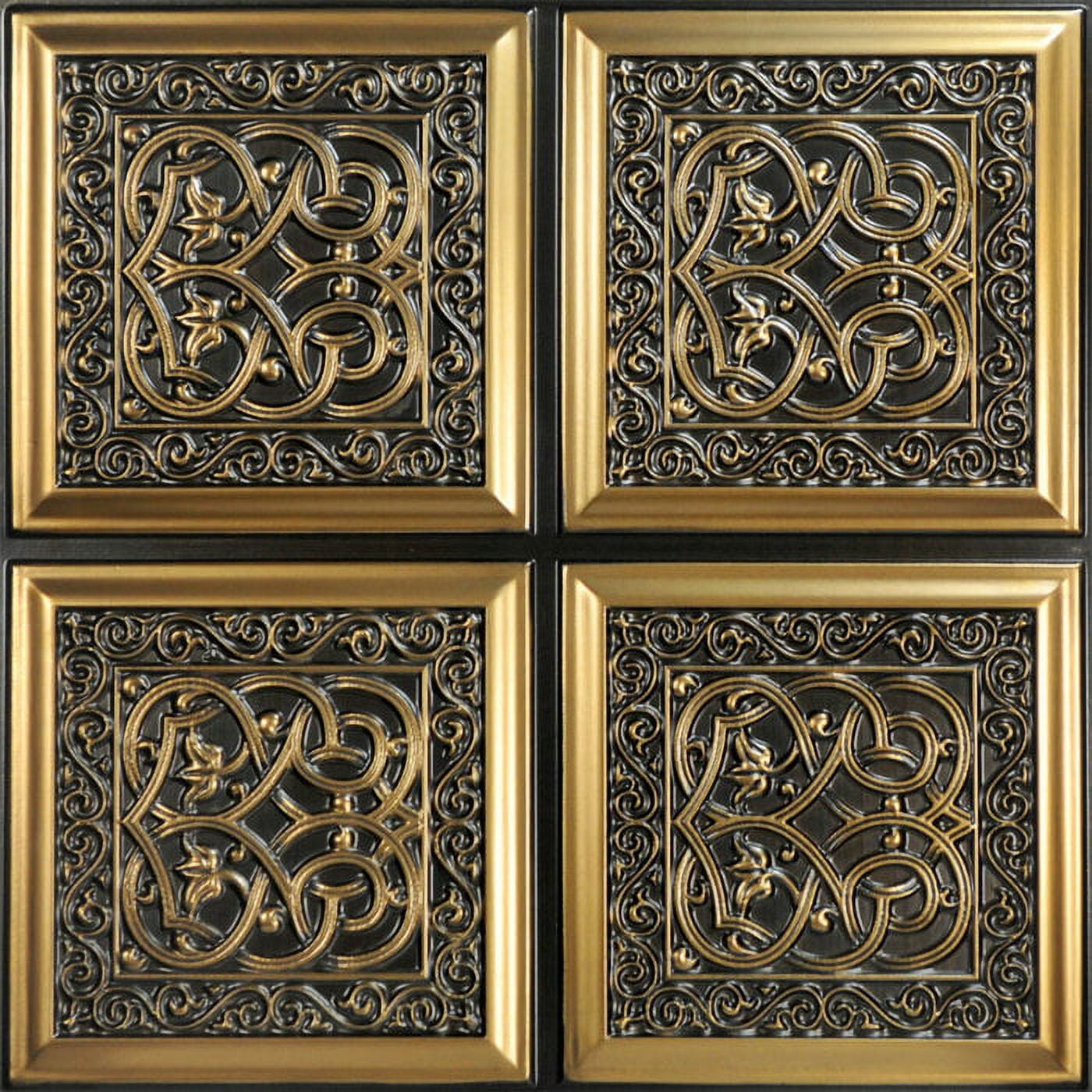 231-Lover's Knot 2 ft. x 2 ft. PVC Glue-up Ceiling Tile in Antique Gold ...