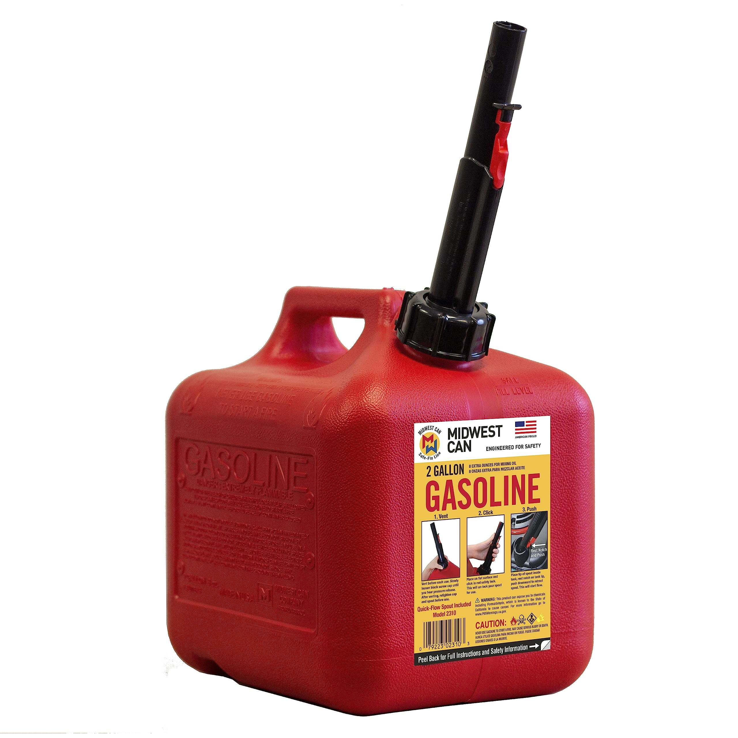 2310 Safe-Flo 2 Gallon Gas Can Auto Shut Off Fuel Container ...