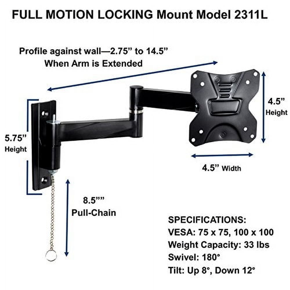Master Mounts 2311L Locking RV TV Mount Lockable Full Motion TV Wall ...