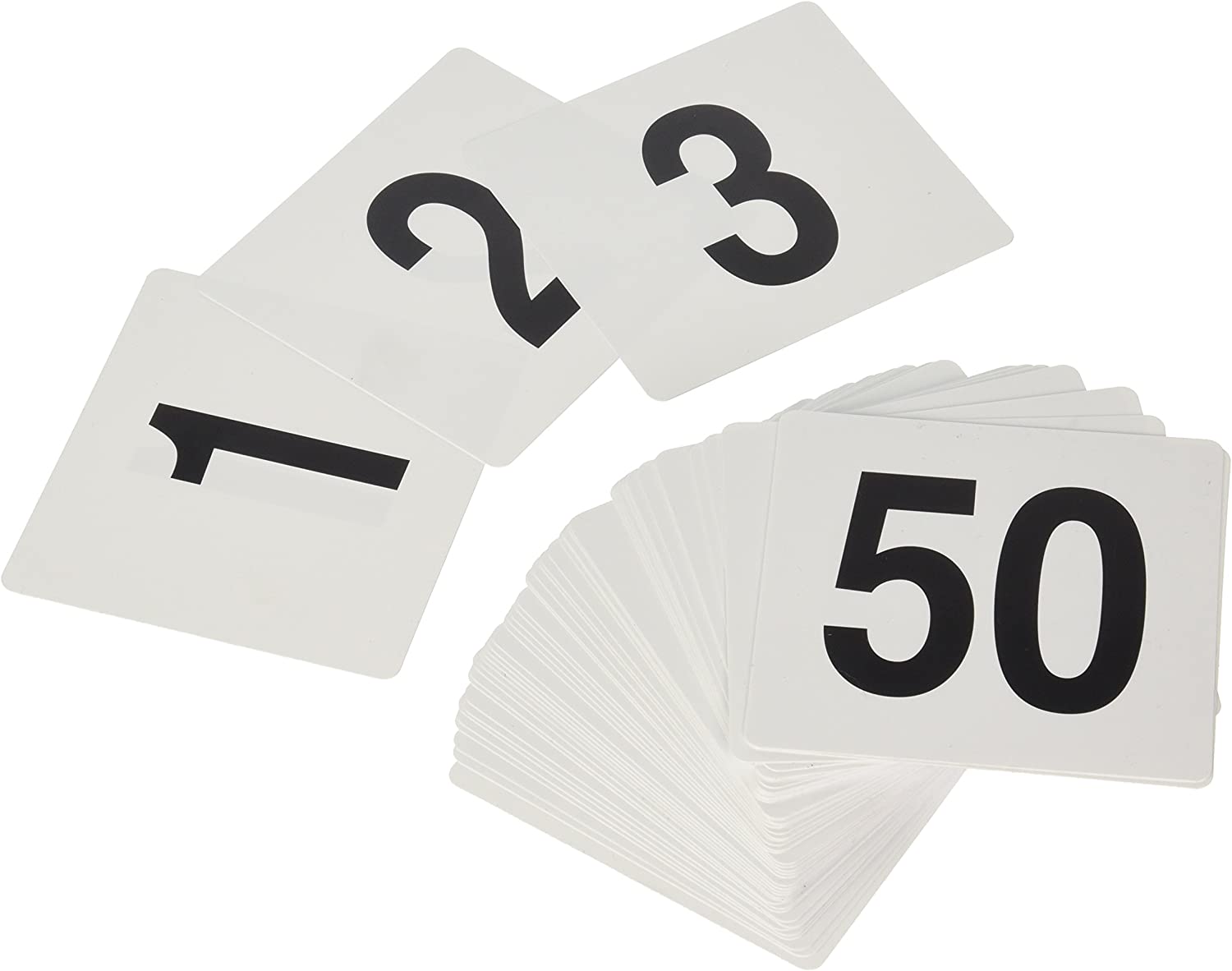 23176 1 to 50-Double Side Plastic Table Numbers, 4 by 4 Black on, White ...