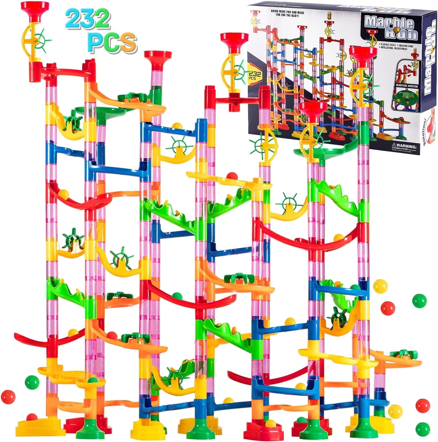 Visen, 232 Pcs Marble Run Set, Marble Maze Game Construction Blocks ...