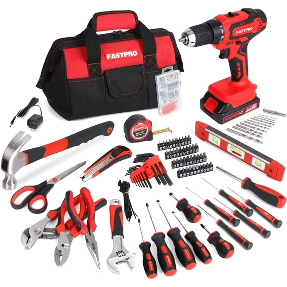 232-Piece 20V Cordless Lithium-Ion Drill Driver & Home Tool Set ...