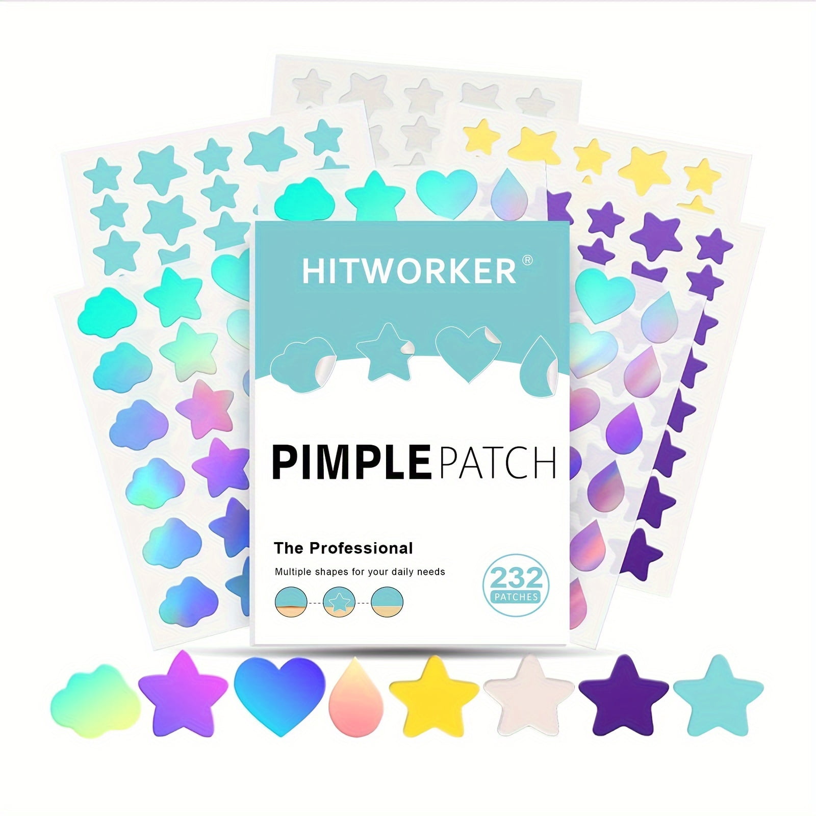 232-Piece Hydrocolloid Acne Pimple Patches - 4 Sizes, Waterproof ...