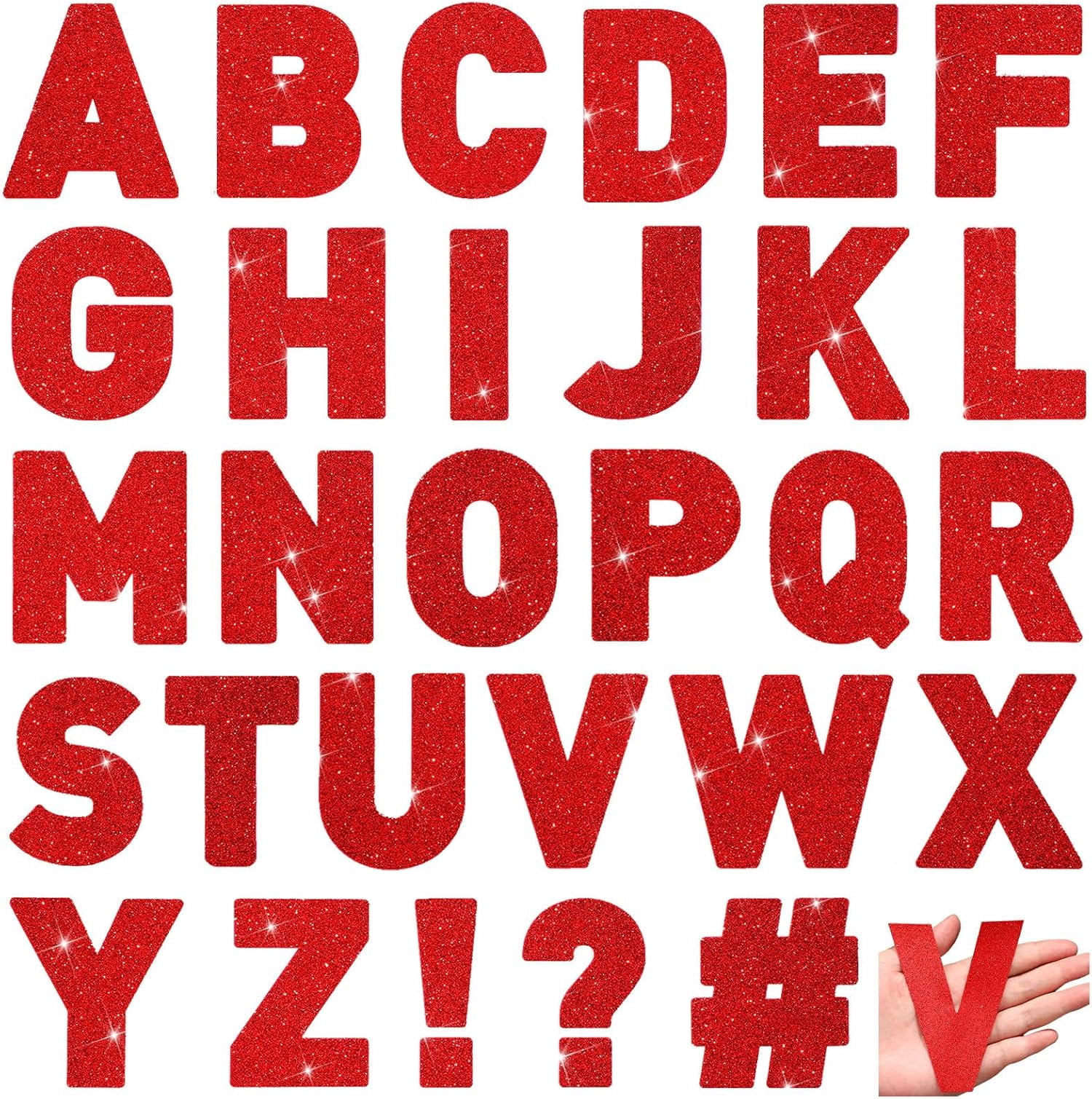 232 count 24 Sheets Large Glitter Letter Stickers Big Font Alphabet ...