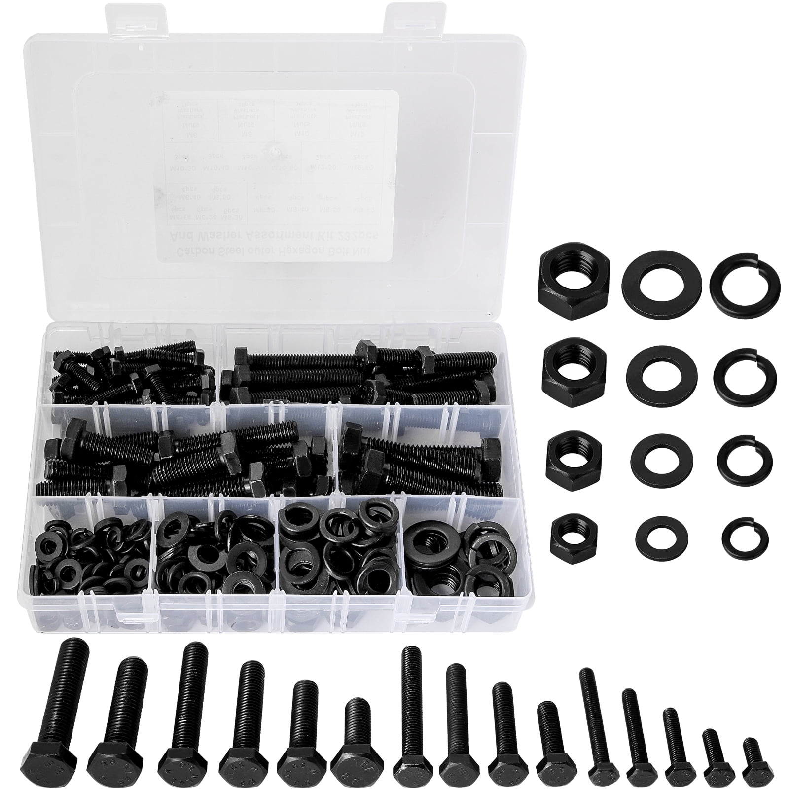 232PCS M6/M8/M10/M12 Metric Bolt Assortment kit, SAE Nuts and Bolts ...