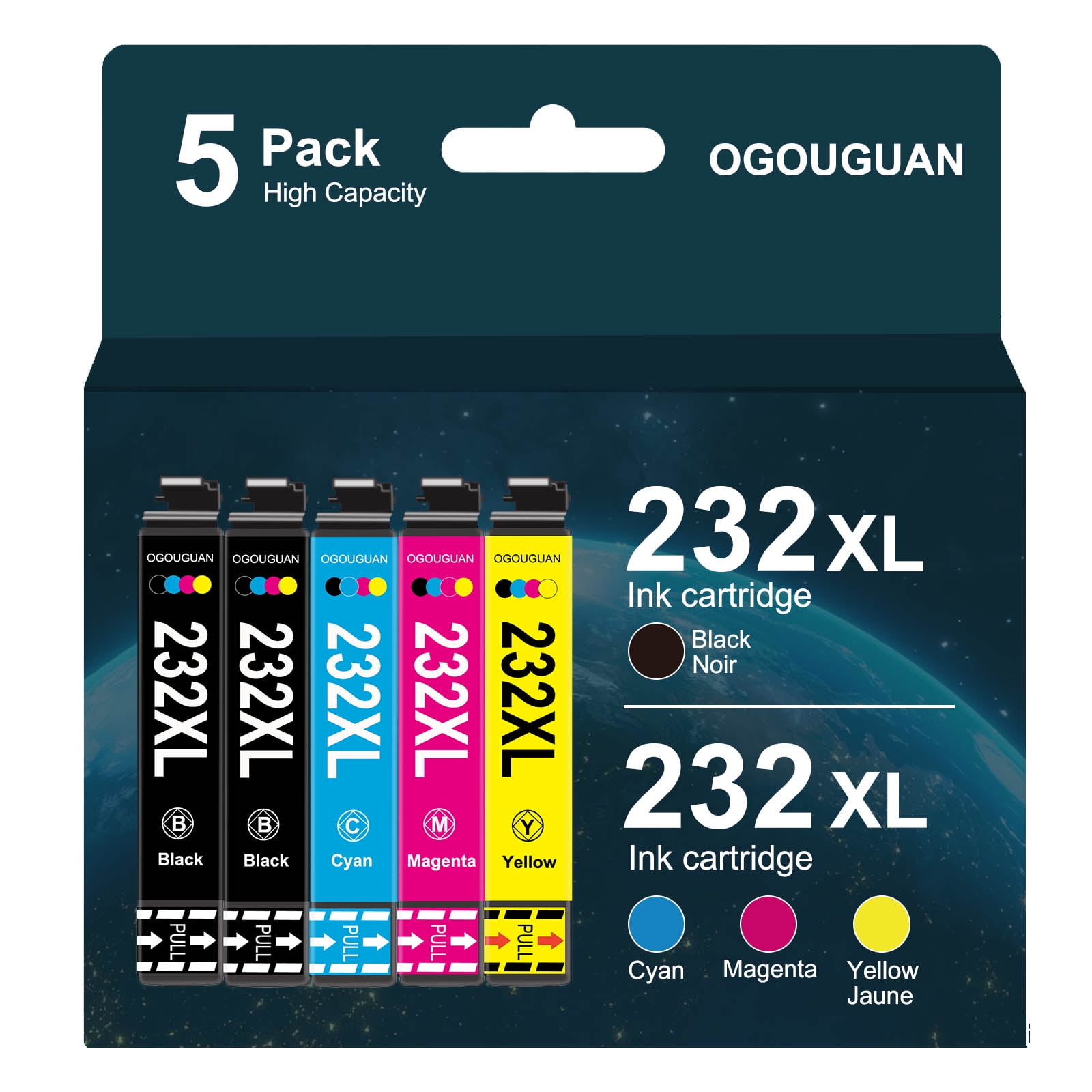 Epson 232XL Ink Cartridges, Fits XP-4205, XP-4200, WF-2930, WF-2950, 5 ...