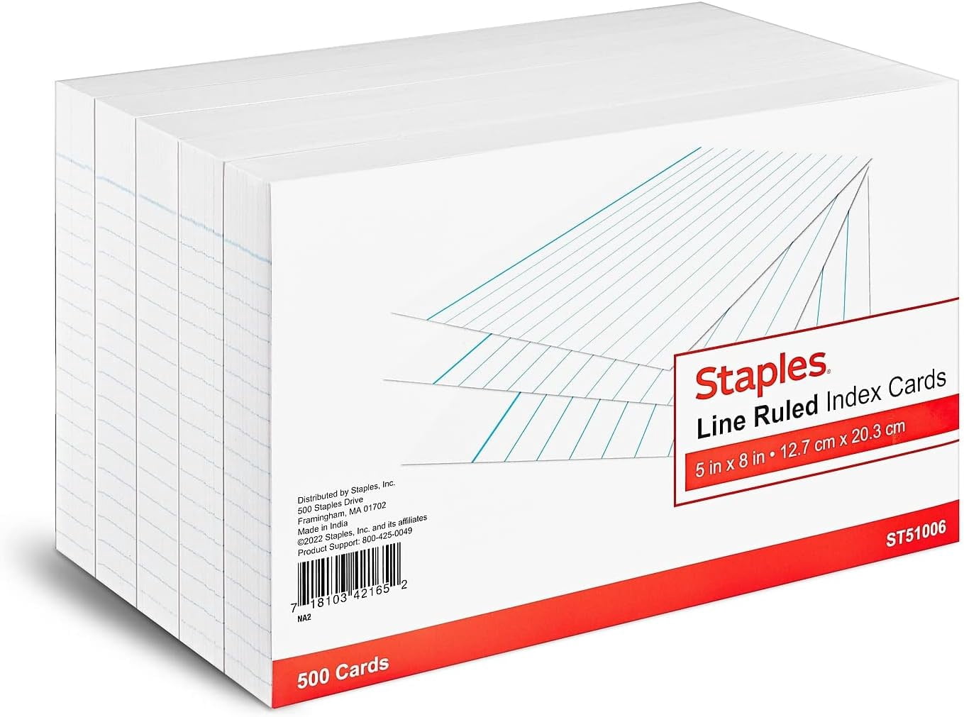 233478 5-Inch X 8-Inch Line Ruled White Index Cards 500/Pack (51006 ...