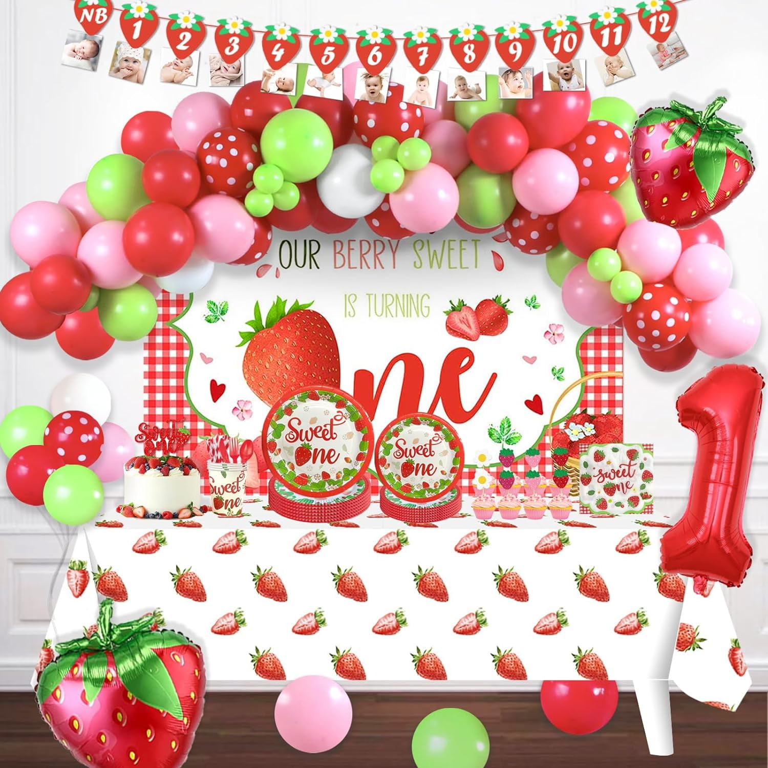 235 PCs Berry First Birthday Party Supplies - Strawberry Sweet One ...