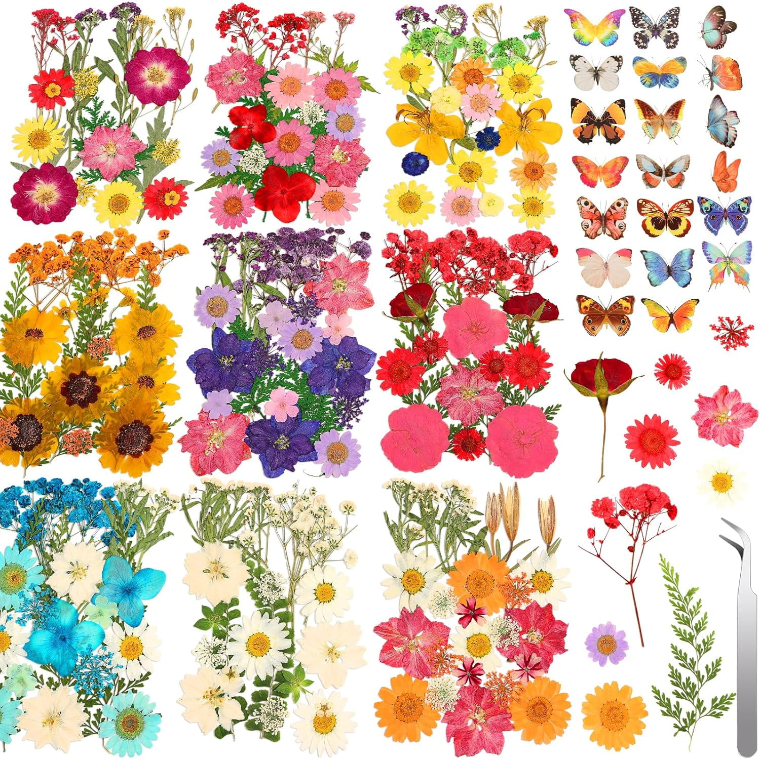 235 Pcs Pressed Dried Flowers for Resin, Natural Real Dried Pressed ...