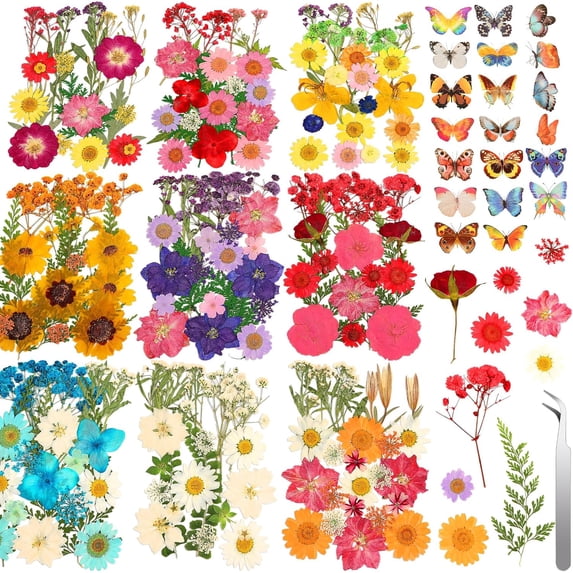 235 Pcs Pressed Dried Flowers for Resin, Natural Real Dried Pressed ...