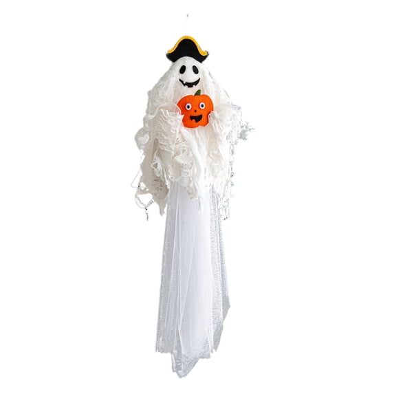 236.28 in. Halloween Spooky Hanging Ghosts — Semi-Sheer Mesh with ...