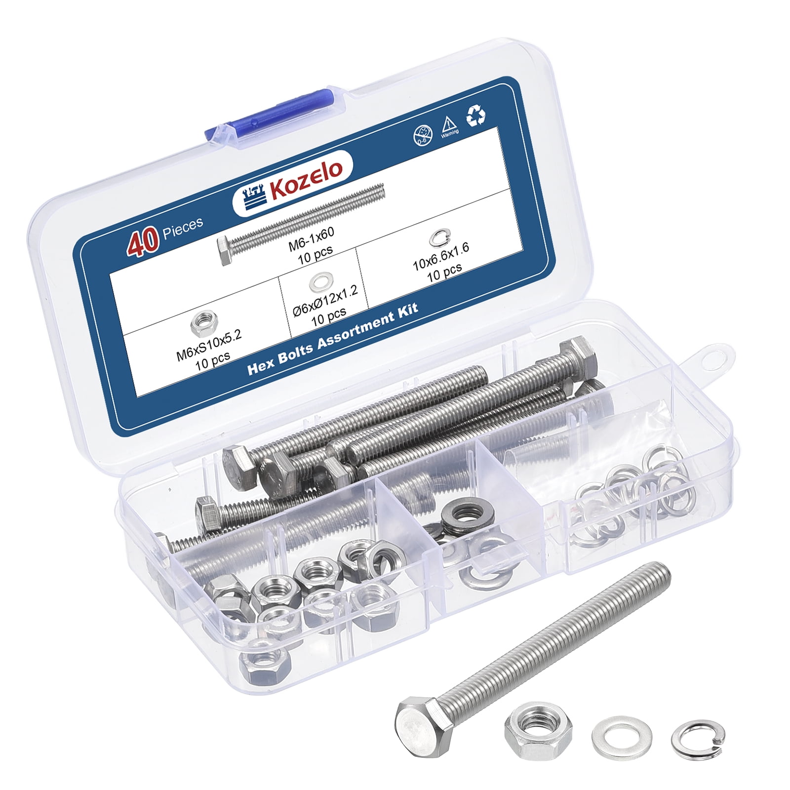 236 Pcs Bolts and Nuts Washers Kit - Carbon Steel Hex Tap Bolt ...