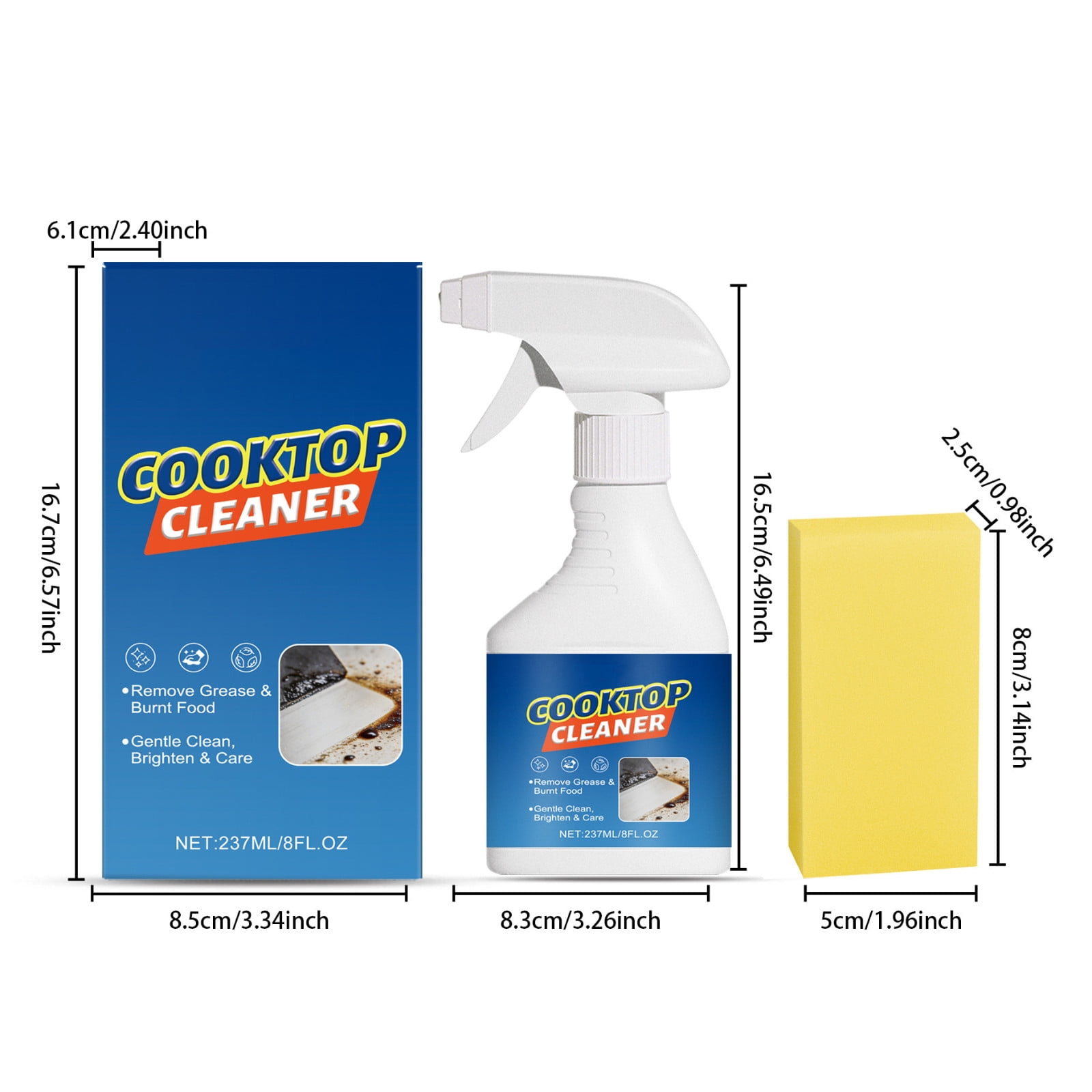 237ml Heavy-Duty Kitchen Stove Cleaner Set Daily Degreaser For Cooktops ...