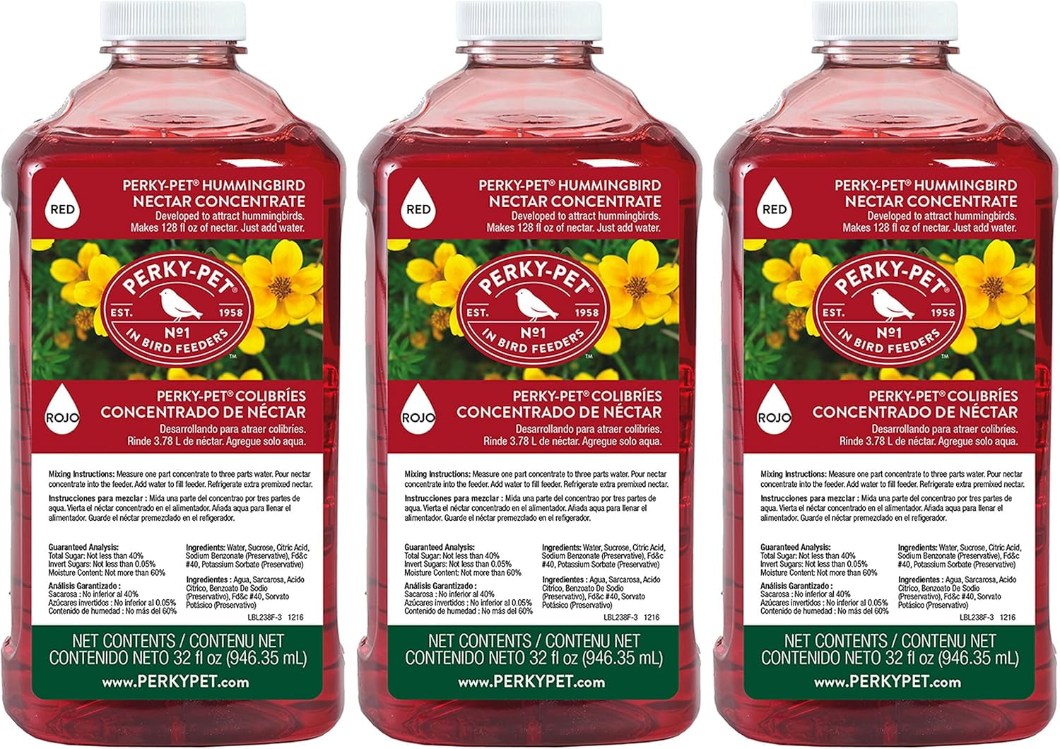 238 32 fl oz Red Hummingbird Nectar Concentrate - 3 Pack - Walmart.com