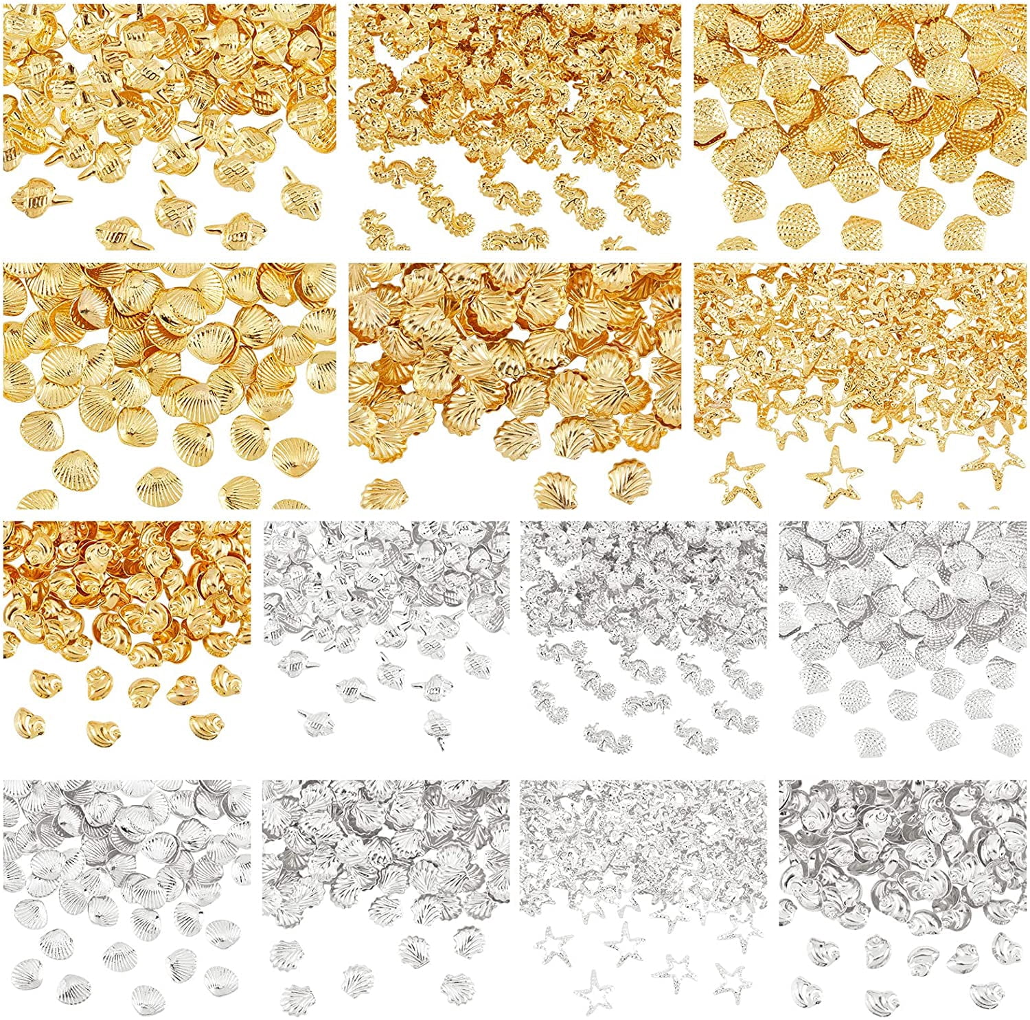 2380pcs 7 Style Ocean Theme Resin Fillers Mini Seashells Nail Art ...