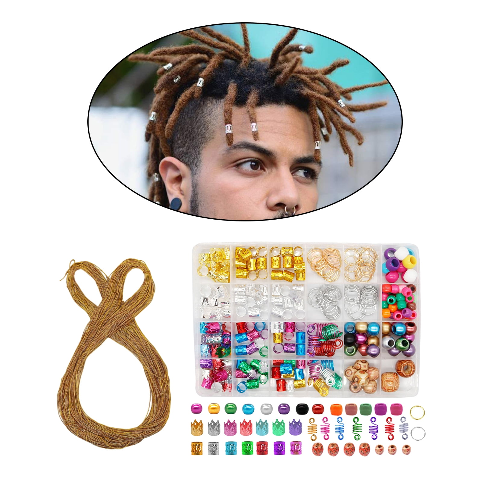 238Pcs Vintage Dreadlocks Beads Hair Braid Rings Clips Locks ...