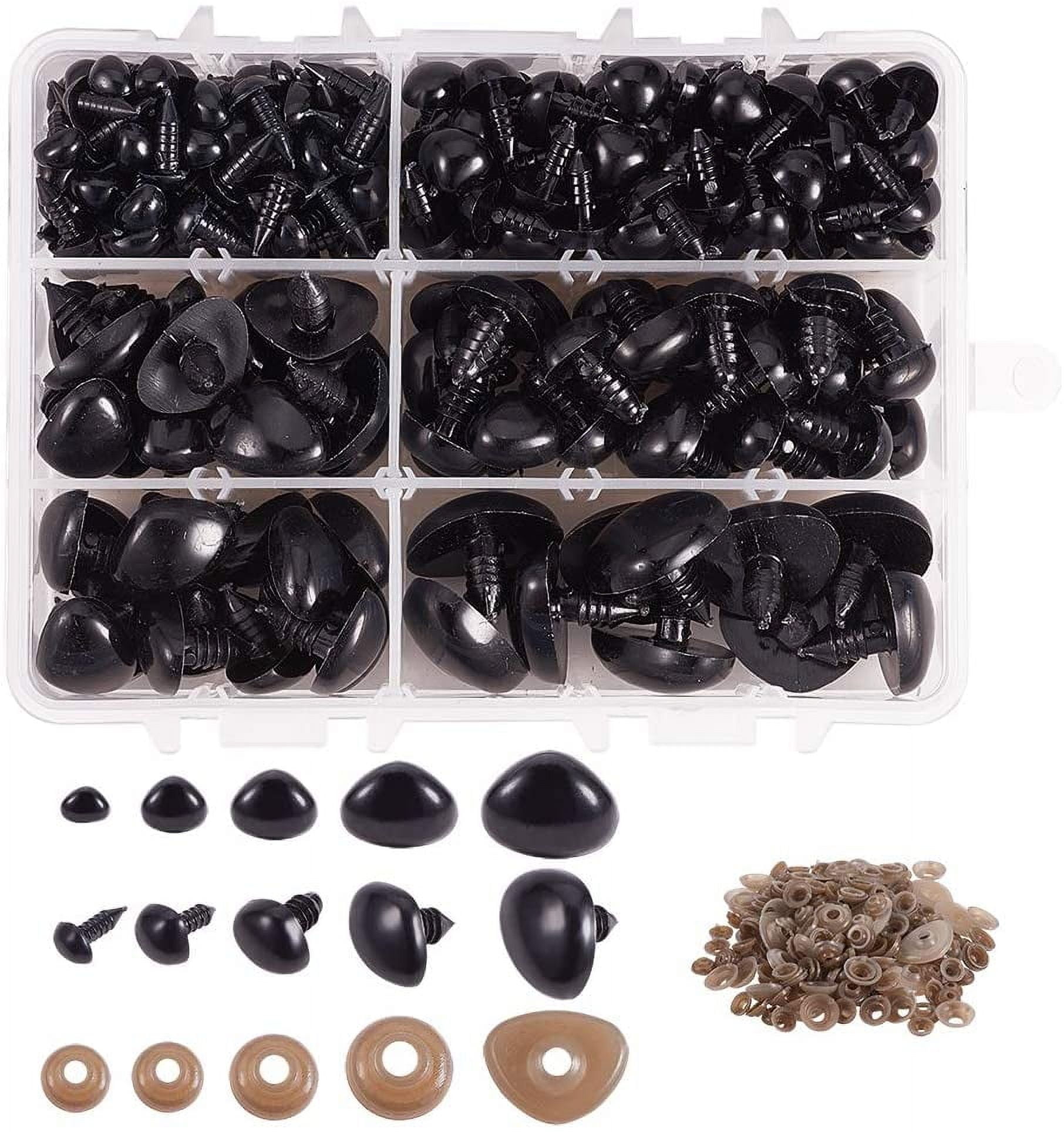 238pcs 5 Sizes Safety Noses with Washers Plastic 6-19mm D-Type Animal ...