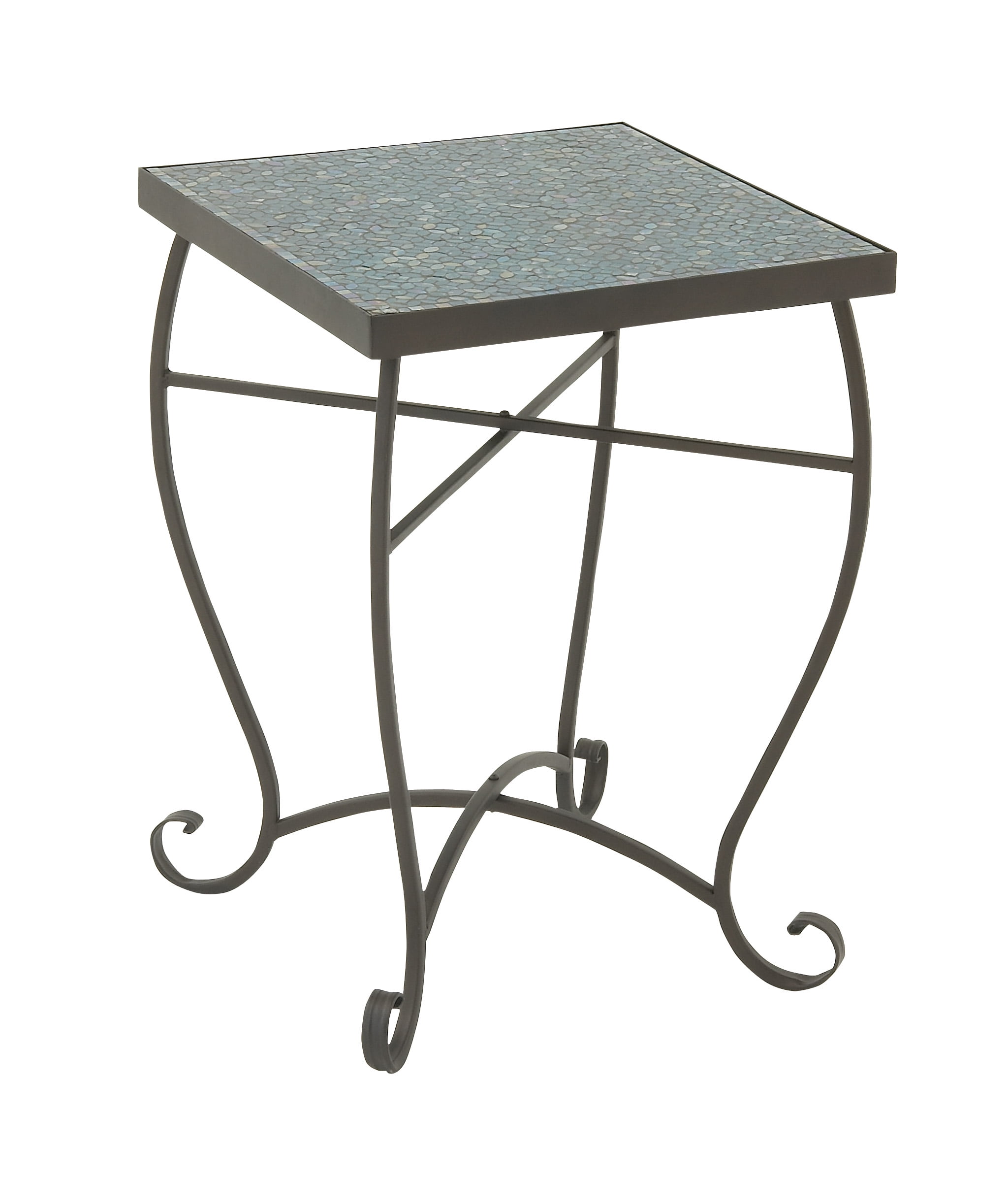 23987 Gorgeous Metal Turquoise Mosaic Side Table - Walmart.com