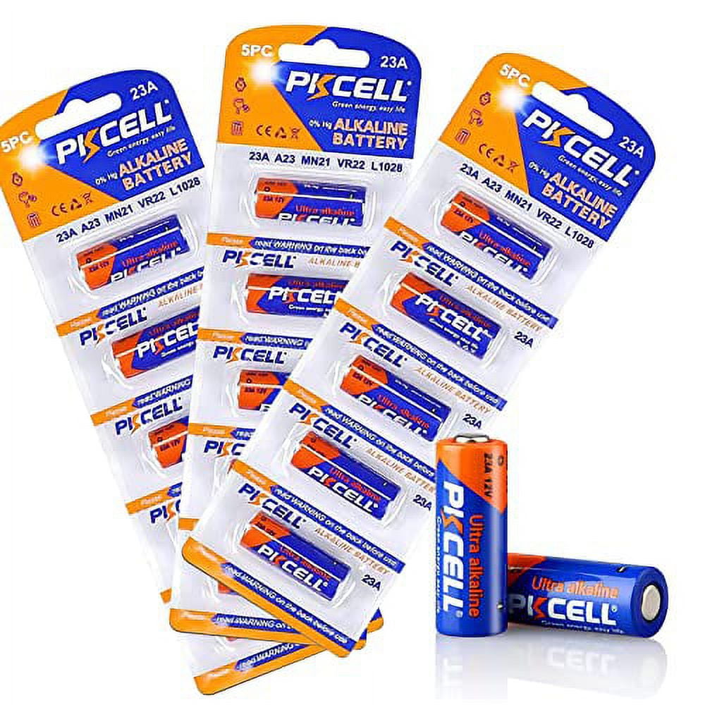 23A 12 Volt Battery, 15 Pack A23 Battery for Garage Door Openers ...