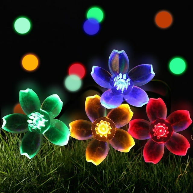 50 LED Solar Cherry Blossom String Lights, 23FT Outdoor Floral Decor ...