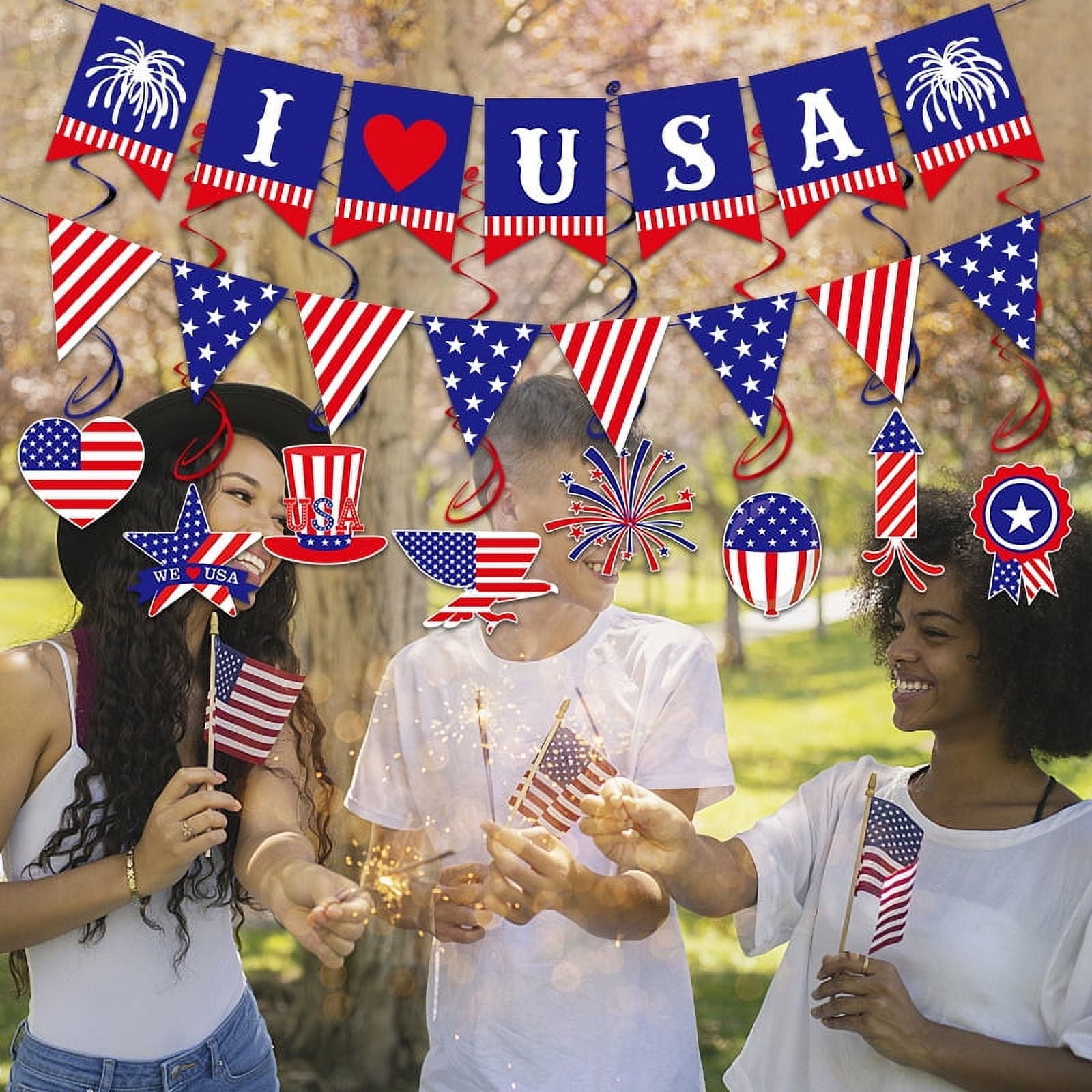 23PCS 4th/Fourth of July Patriotic Decorations Set - Red White Blue ...