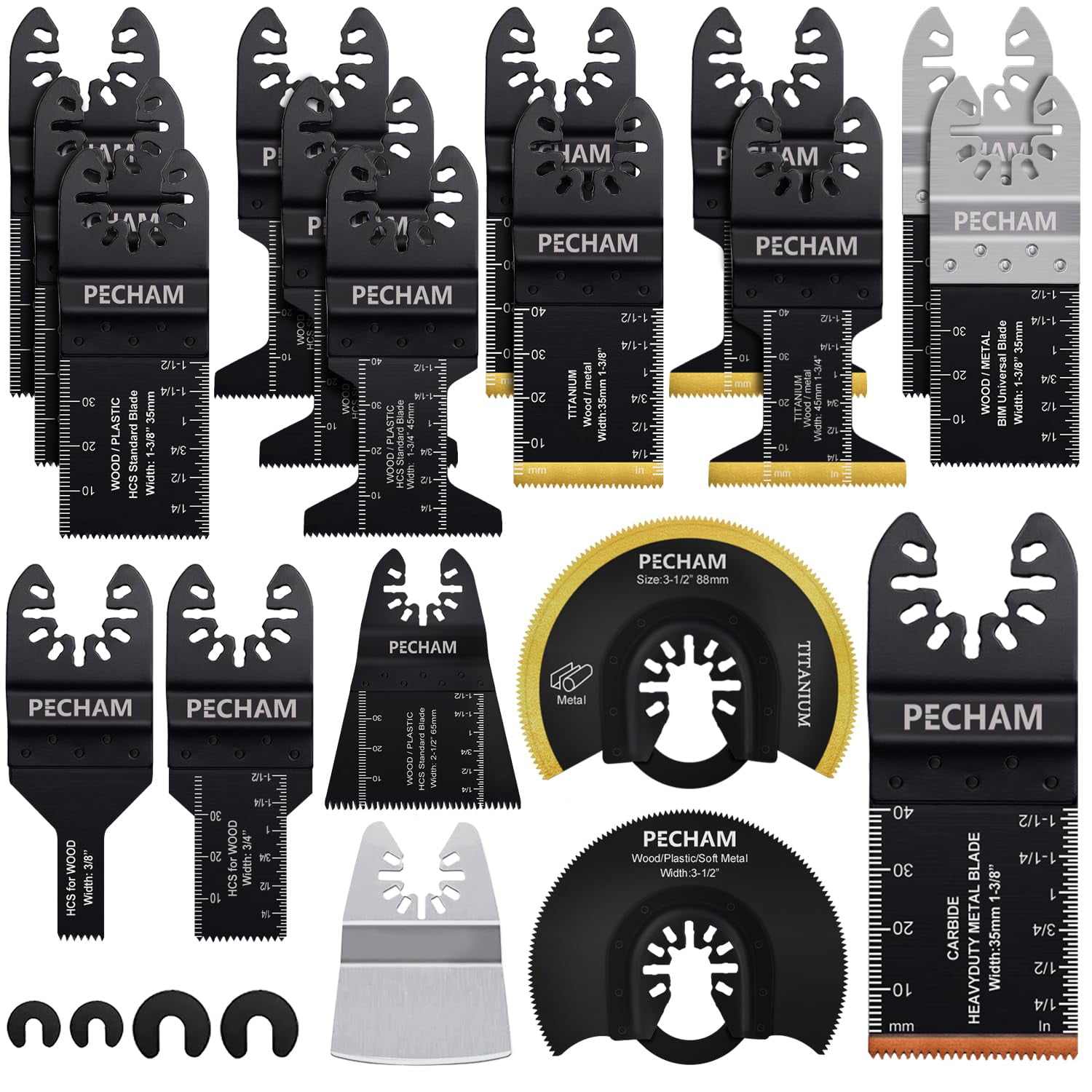 23PCS Titanium & Carbide Multitool Blades Oscillating Tool Saw Blades ...