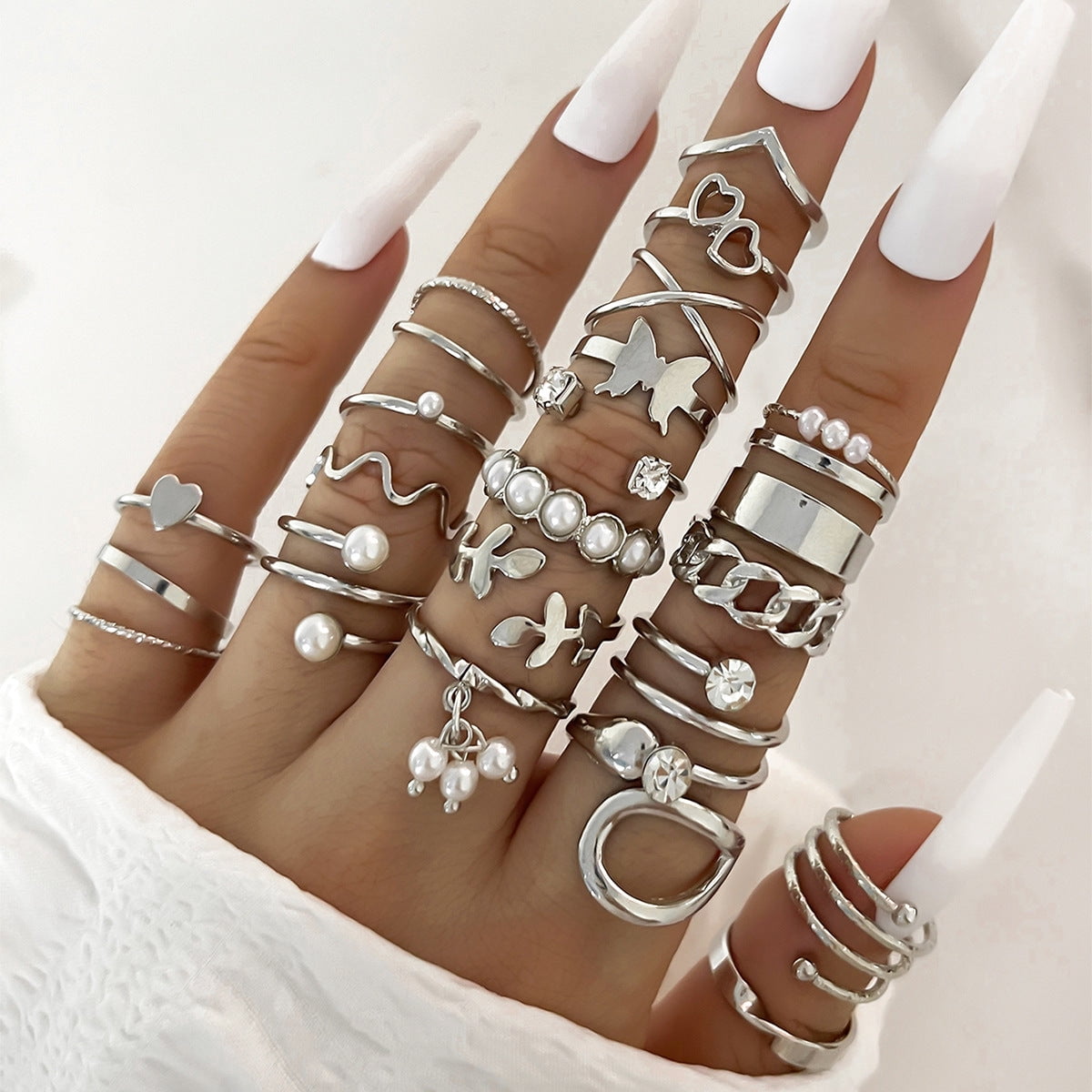23Pcs Alloy Knuckle Rings Set For Women, Trendy Ins Style Drop Shape ...