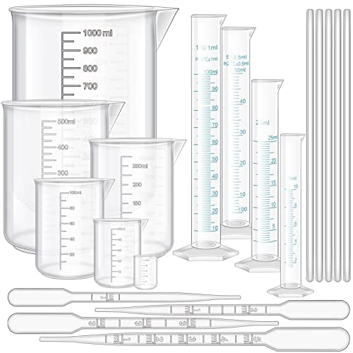 23Pcs Graduated Cylinders and Beakers Set - 6 Clear Plastic Cylinders ...