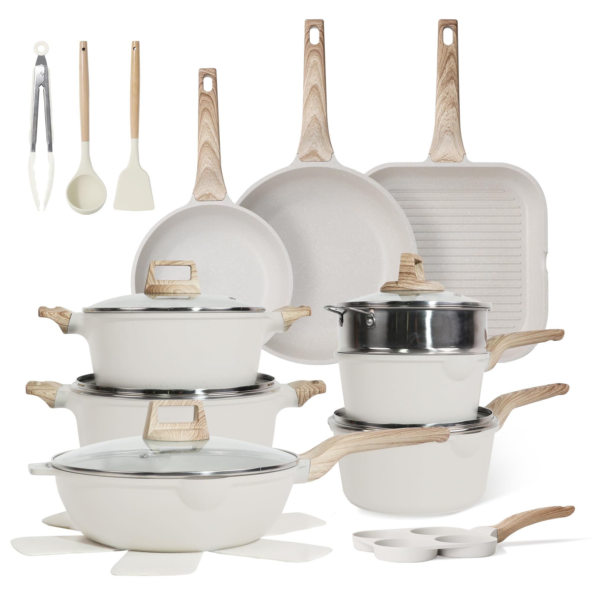 23Pcs Pots And Pans Set Non Stick, Kitchen Cookware Sets, Granite Stone ...