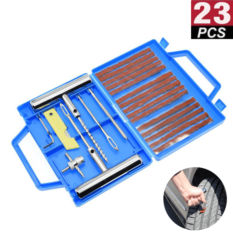23Pcs Tire Repair Kit DIY Tools Plugs Punctured Flat Tires for Cars ...
