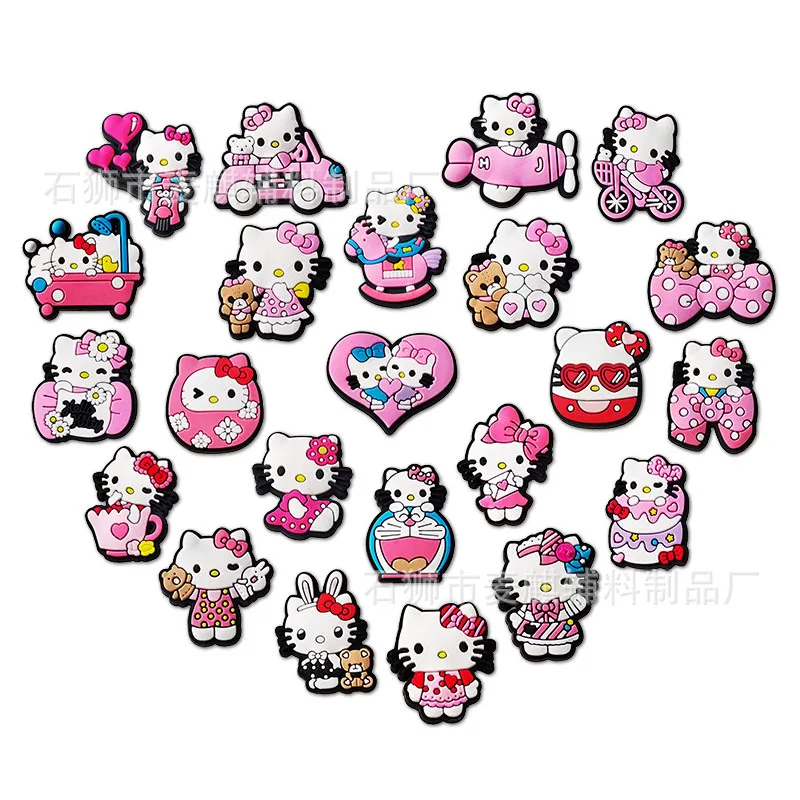 23Pcs/set Cute Hello Kitty Shoe Croc Charms Cat Accessories Decoration ...