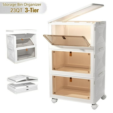 PrettyCare 5 Pack Collapsible Plastic Storage Bins with Lids, Wheels ...