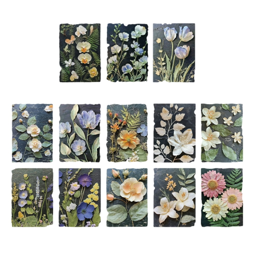 23Sheets Retro Decorative Paper Embossed Flower Paper Scrapbooking ...