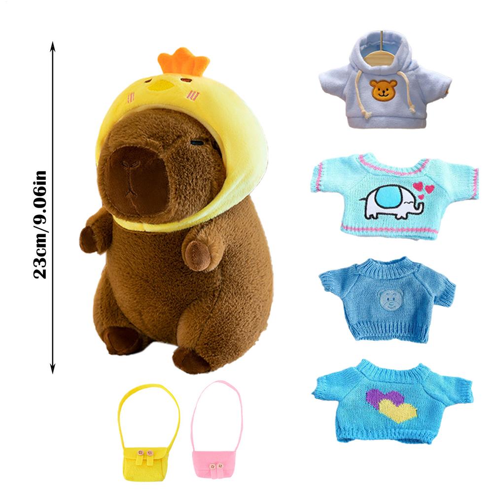 23cm Dress Up Capybara Plush Dolls With Clothes Accessories Stuffed ...
