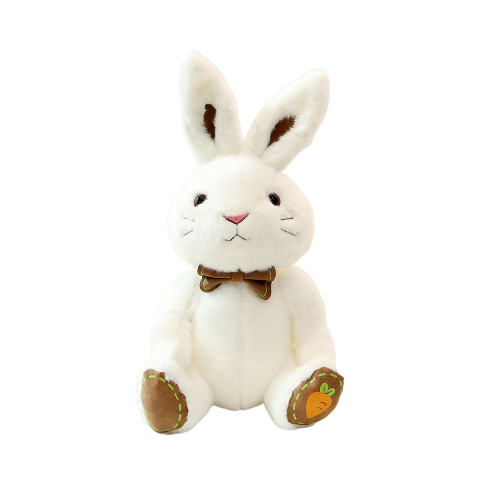 23cm Rabbit Plush Toy Lovely Bow Collar Long Ears Carrot Rabbit ...