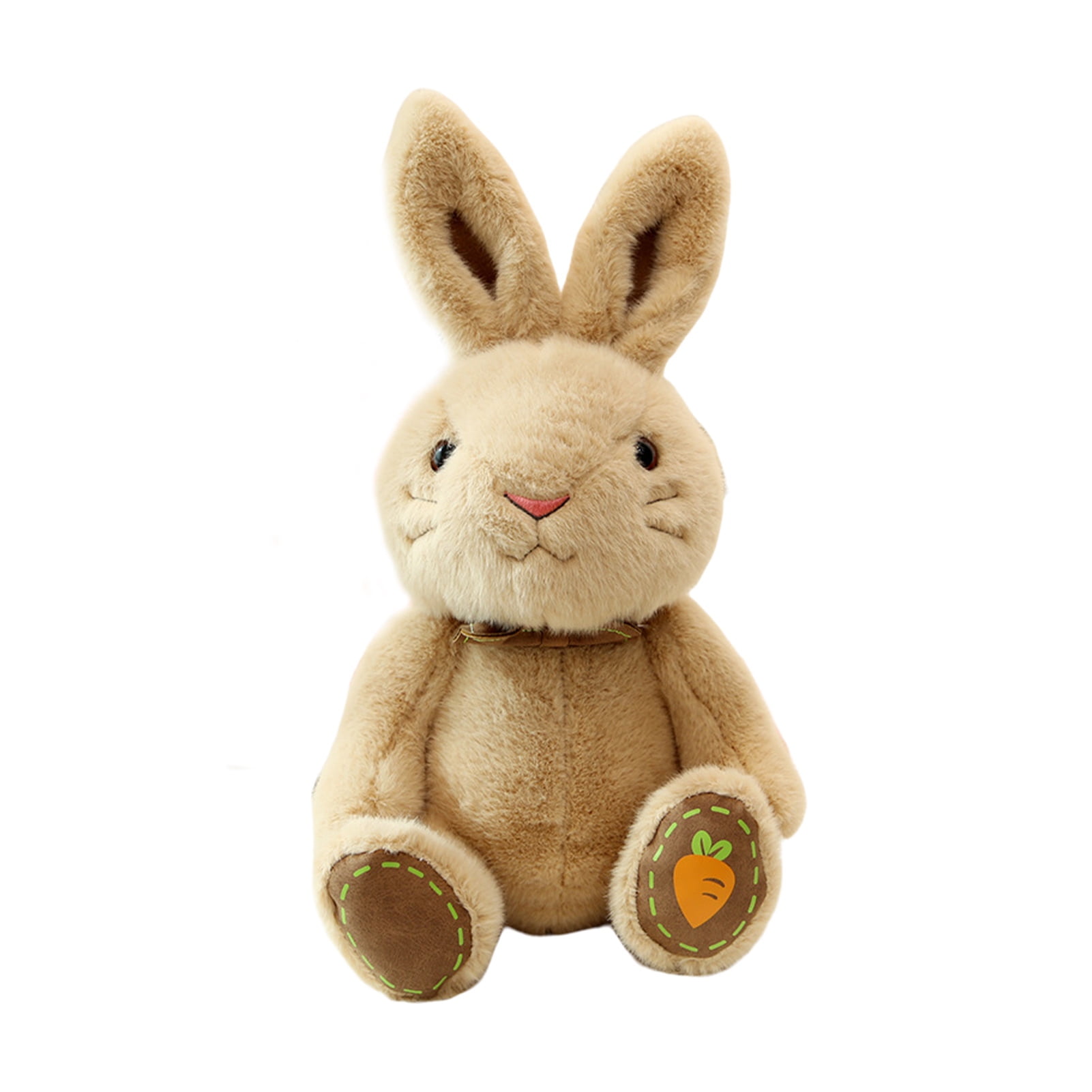 23cm Rabbit Plush Toy with Bow Collar, Long Ears, Carrot, and Soft ...