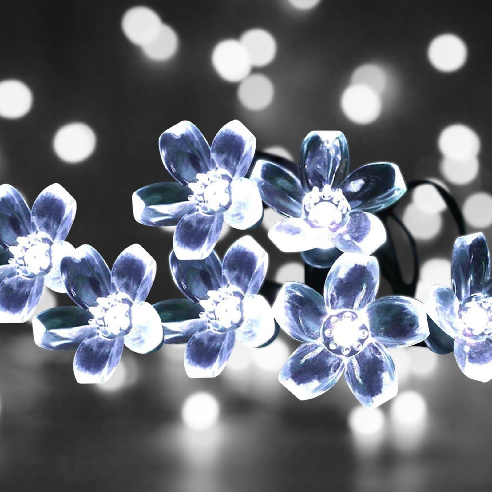 23ft 50 LED Solar Flower String Lights, Outdoor Cherry Blossoms Solar ...