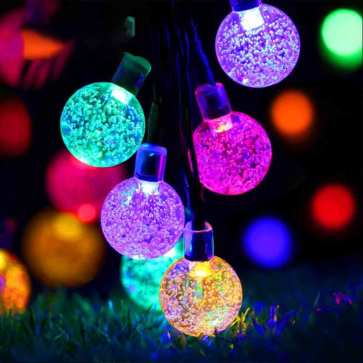 23ft 50 LED Solar String Ball Lights Outdoor Garden Yard Decor Lamp ...