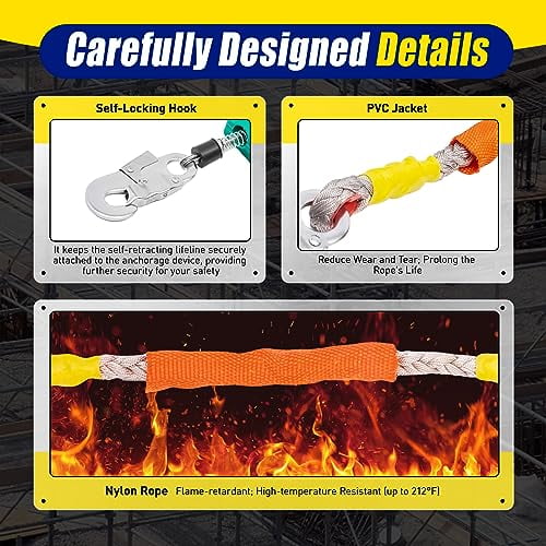 23ft Self Retracting Lifeline Fall Arrester Fall Protection Device ...