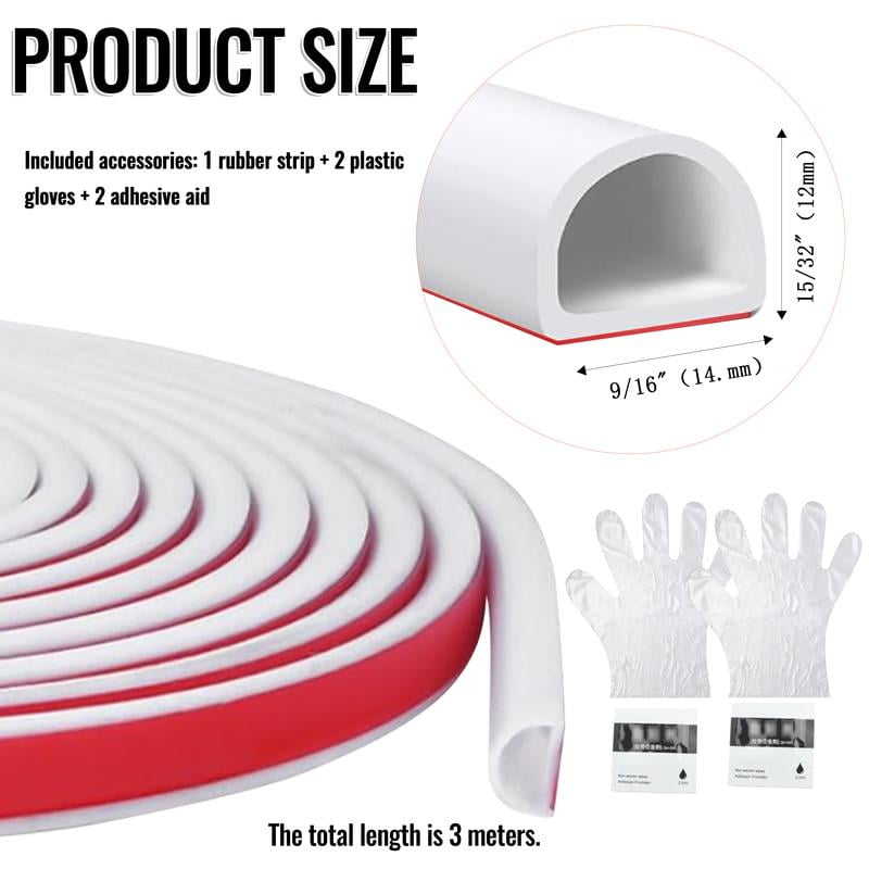 23ft Silicone Weather Stripping Seal – Self-Adhesive Draft Stopper for ...